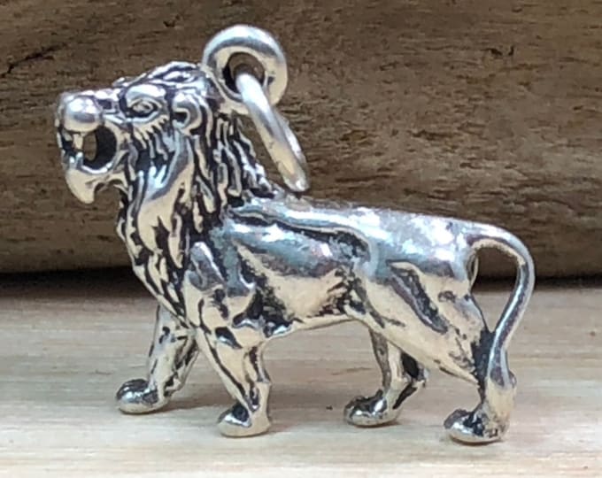 Lion Charm African Lion Charm Sterling Silver Charm - Etsy