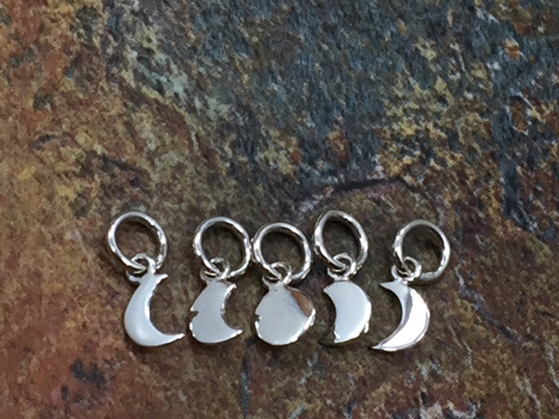 Sterling Silver Moon Phase Charm Set 5 Moon Charms Moon - Etsy