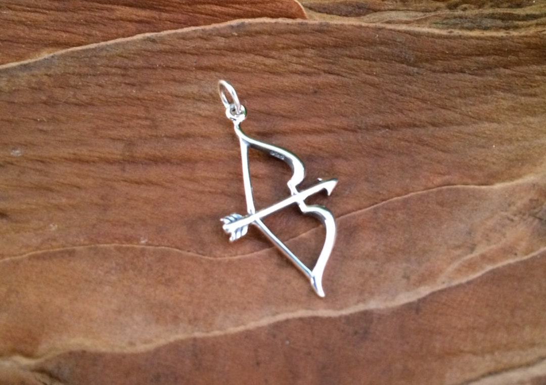 Bow and Arrow Charm, Bow and Arrow Pendant, Sterling Silver Bow and ...