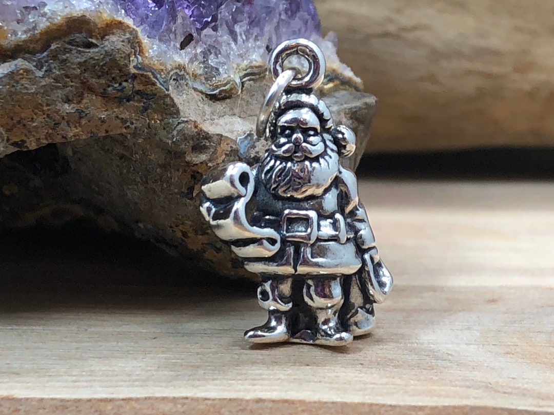 Santa Charm, Santa Claus Charm, Santa With List Charm, Sterling Silver ...