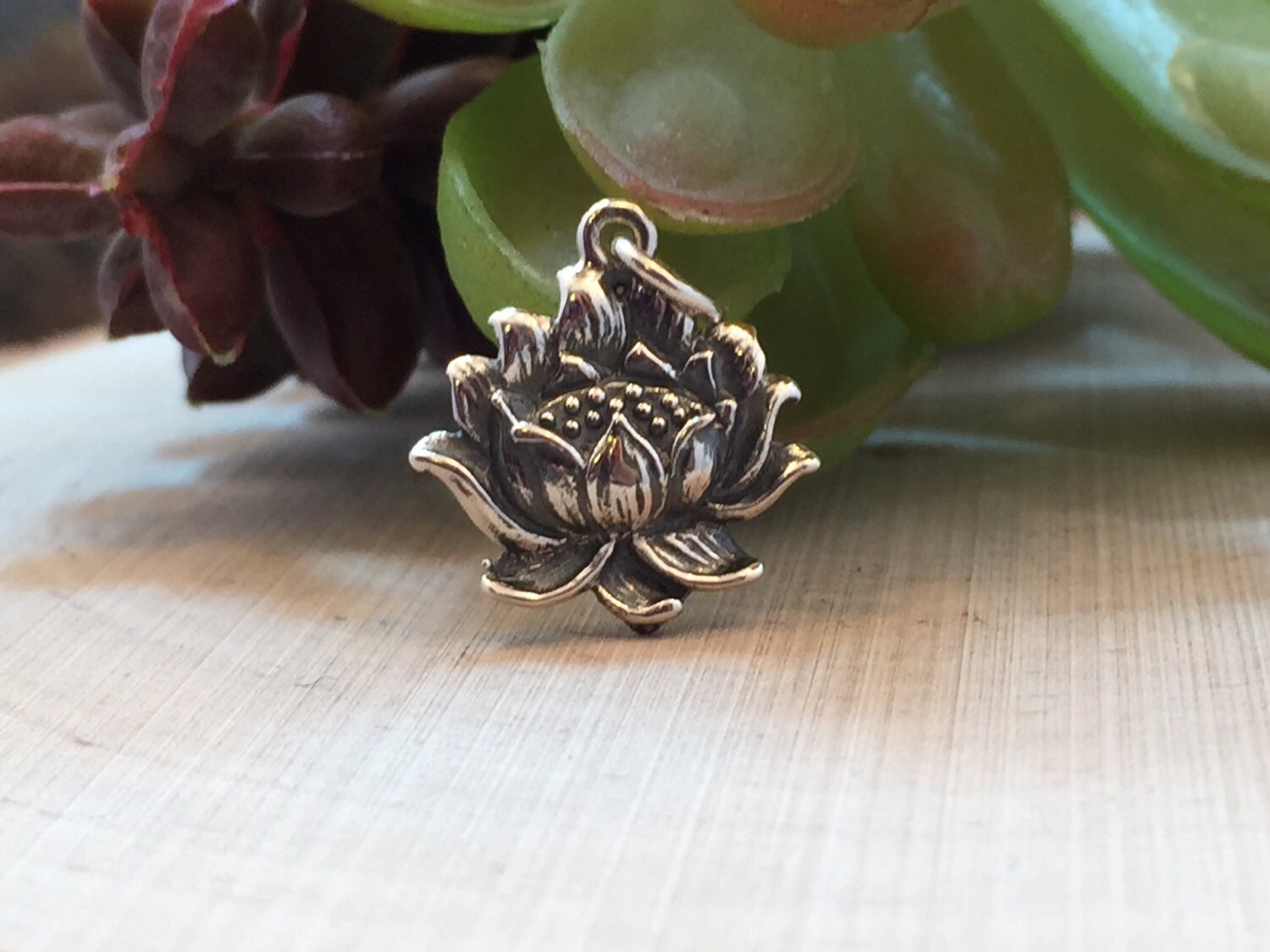 Lotus Charm Lotus Pendant Large Lotus Charm Flower Charm - Etsy