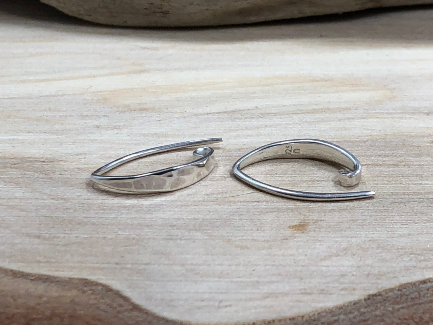 Sterling Silver Hammered Ear Wire With Hidden Loop Ear Wires - Etsy