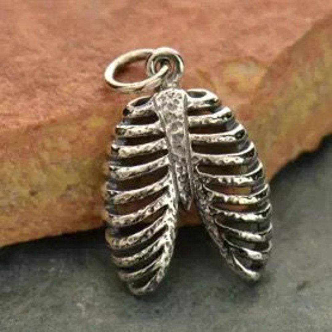 Ribcage Charm, Rib Cage Charm, Zombie Charm, Silver Ribcage Charm ...