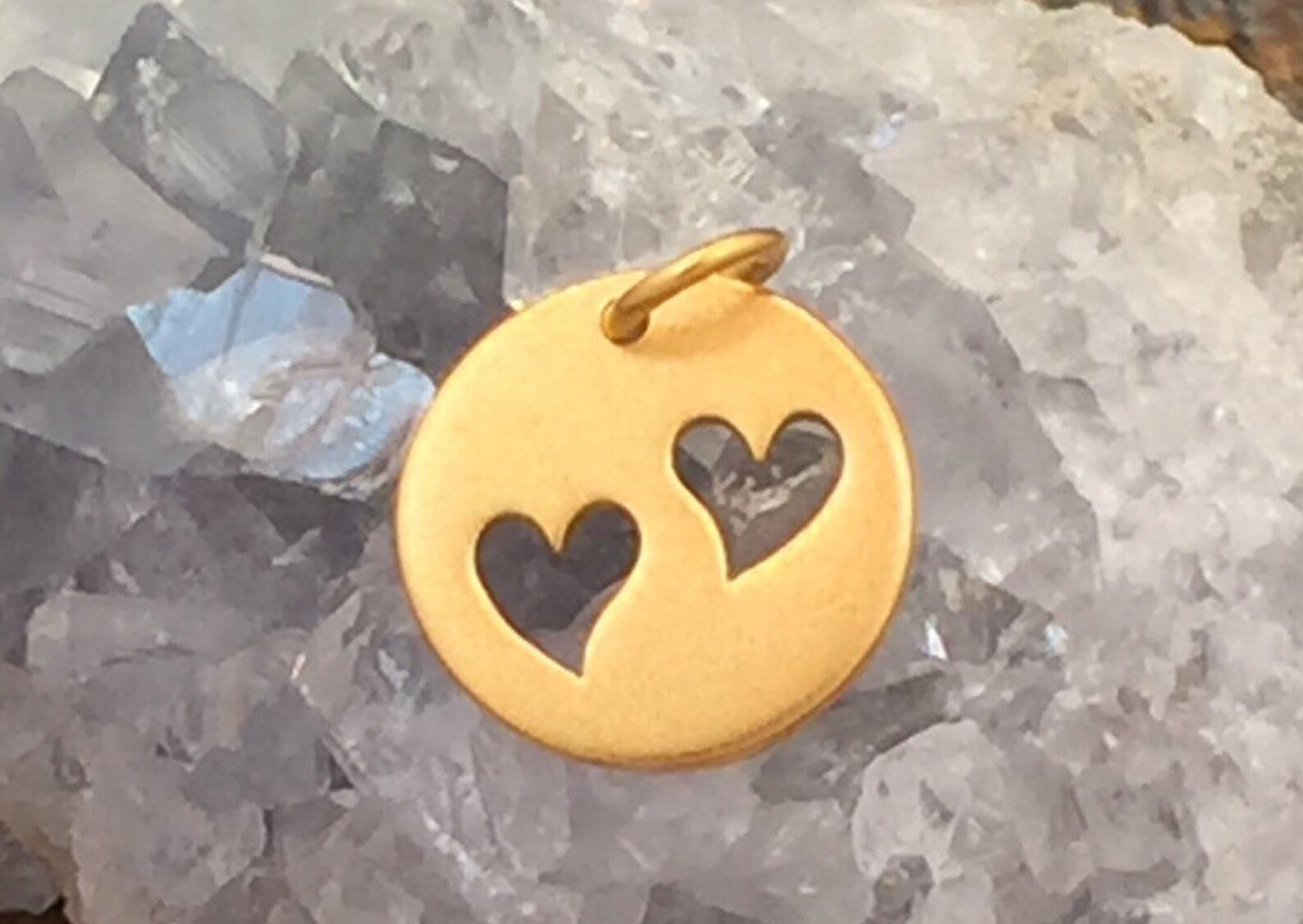 Heart Charm Heart Pendant Two Cut Out Heart Charm Gold - Etsy
