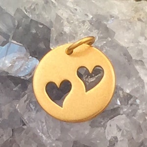 Heart Charm Heart Pendant Two Cut Out Heart Charm Gold | Etsy