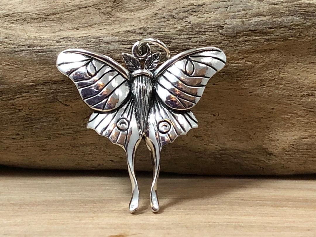 Sterling Silver Luna Moth Pendant, Moth Charm, Luna Moth Charm ...