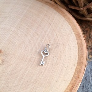 Key Charm, Key Pendant, Small Key Charm, Heart Key Charm, Heart Key ...