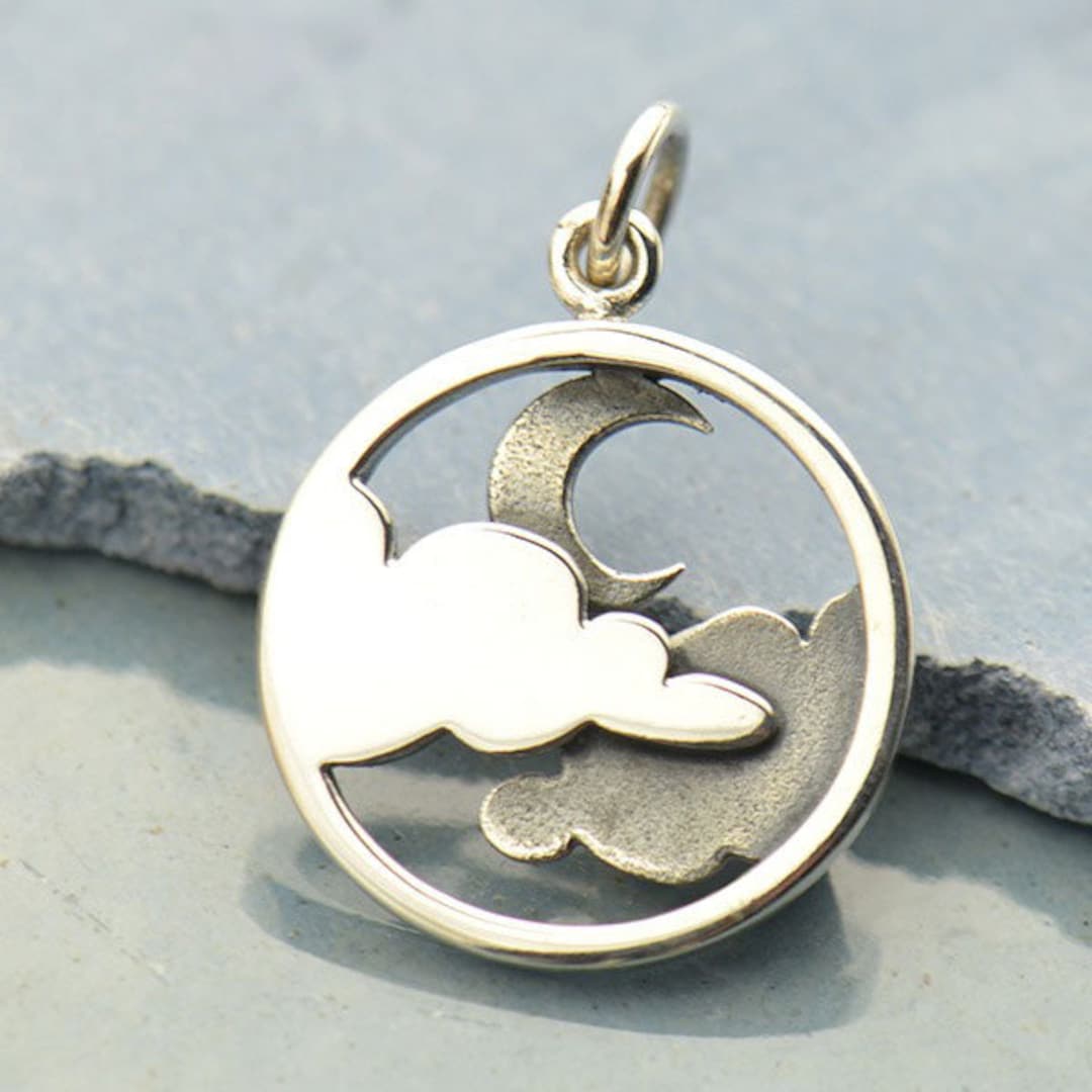 Moon and Cloud Charm, Moon Charm, Cloud Charm, Sky Charm, Rain Cloud ...