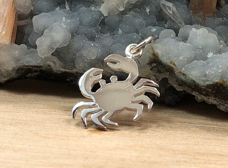 Crab Charm Crab Pendant Sterling Silver Crab Charm Beach | Etsy