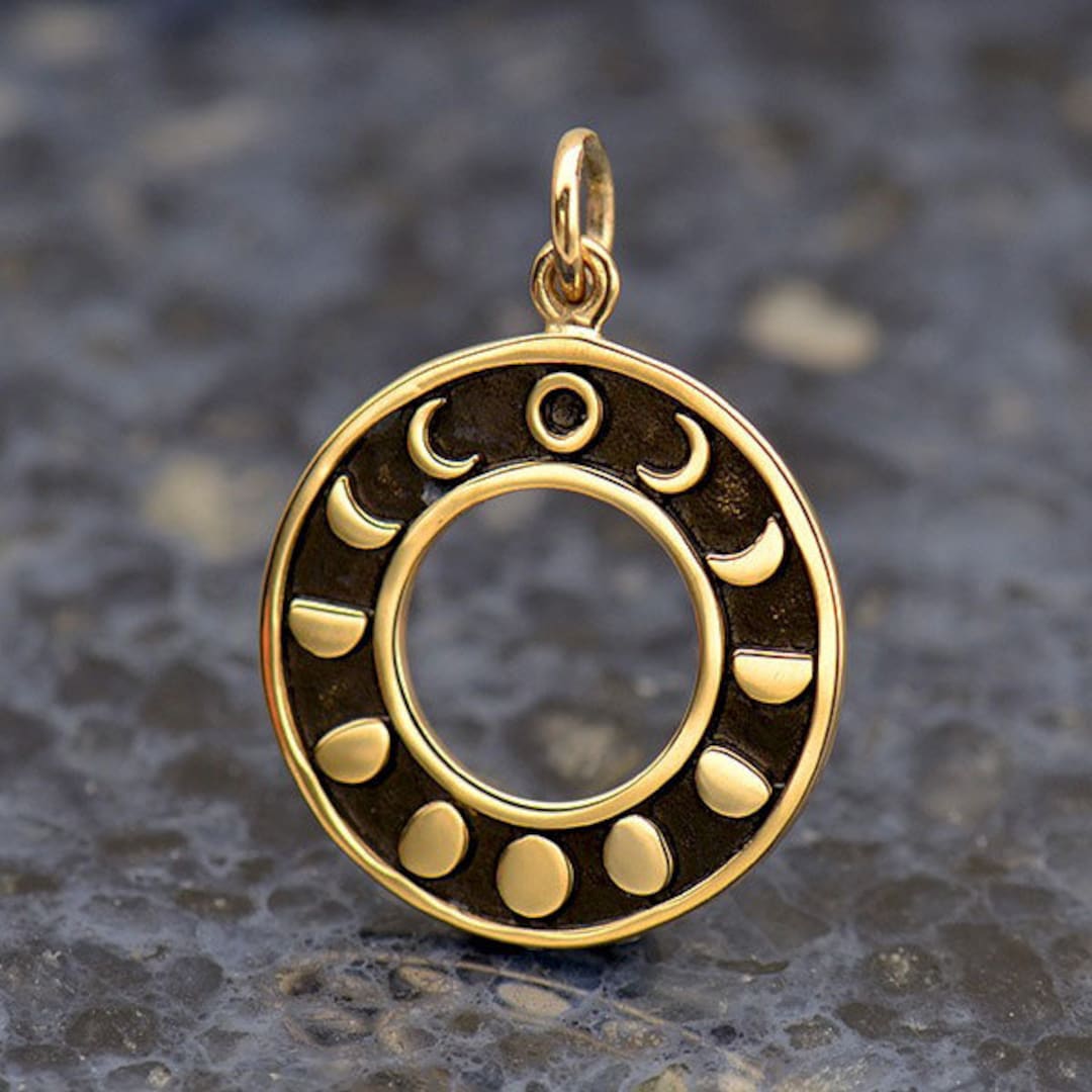 Moon Charm Phases of the Moon Charm Etched Phases of the - Etsy