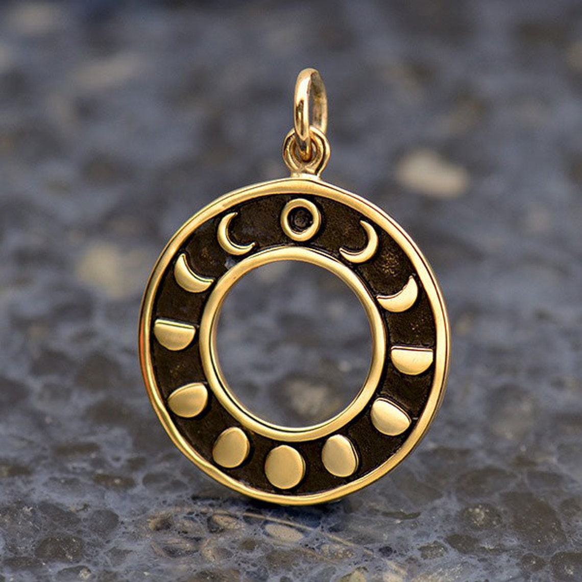 Moon Charm, Phases of the Moon Charm, Etched Phases of the Moon on a ...
