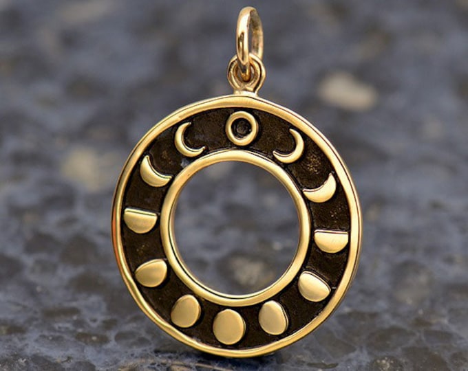 Moon Charm, Phases of the Moon Charm, Etched Phases of the Moon on a ...