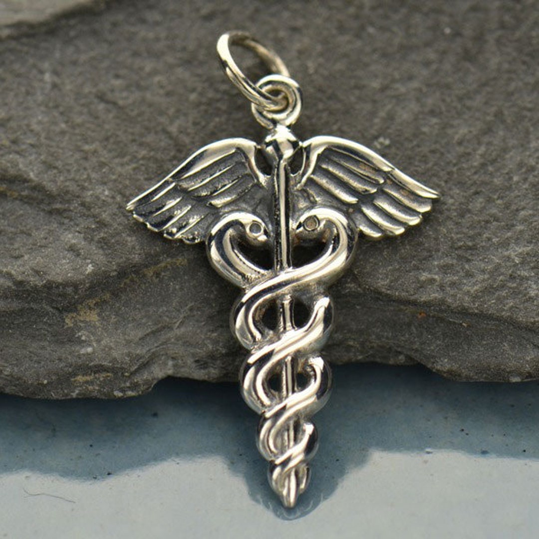Caduceus Charm, Caduceus Pedant, Medical Charm, Doctor Charm, Sterling ...