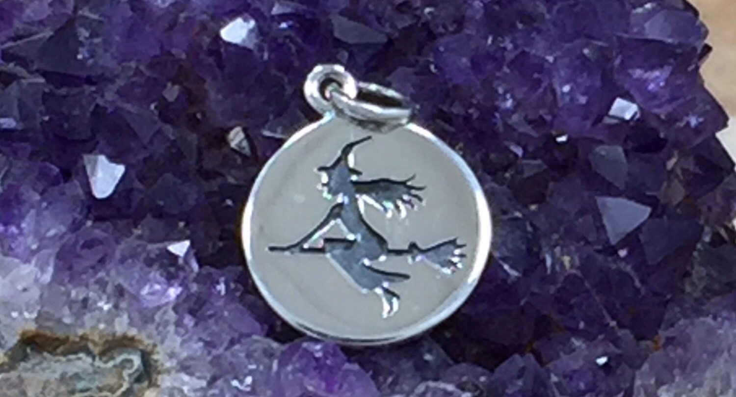 Witch Charm Halloween Charm Sterling Silver Charm Sterling | Etsy