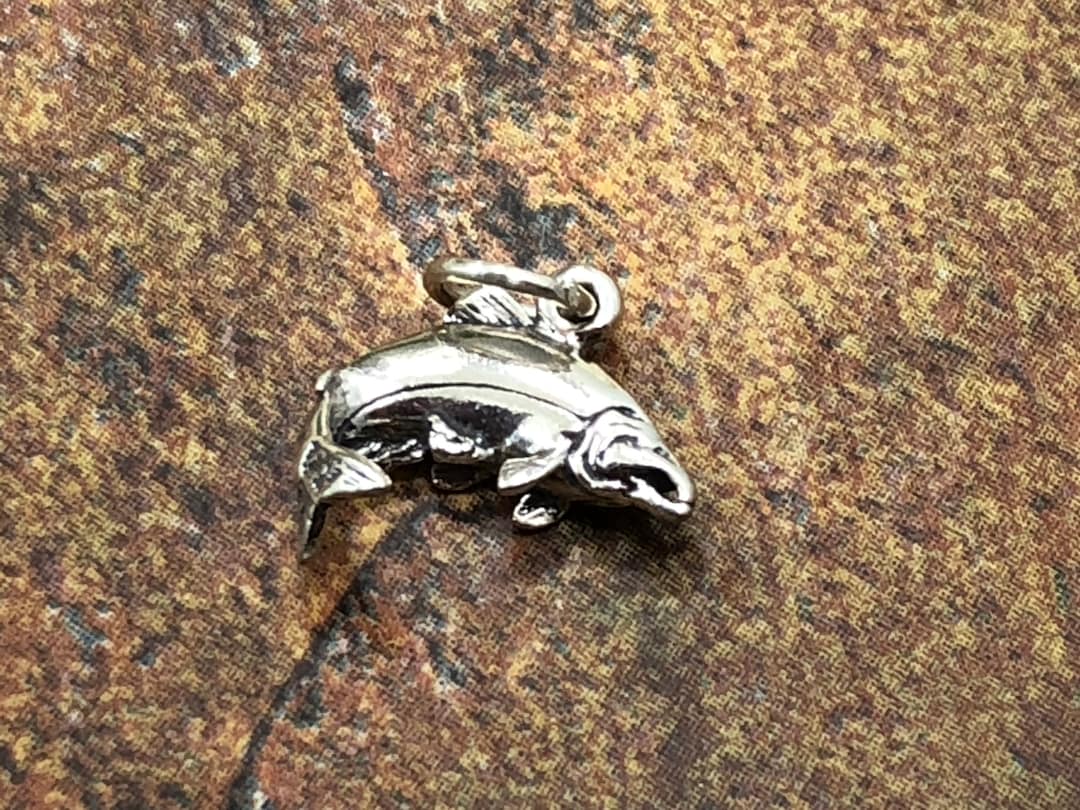 Salmon Charm, Sterling Silver Charm, Fish Charm, Fisherman Charm ...