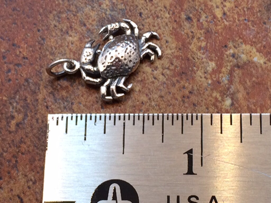 Crab Charm, Crab Pendant, Sterling Silver Crab Charm, Beach Charm ...