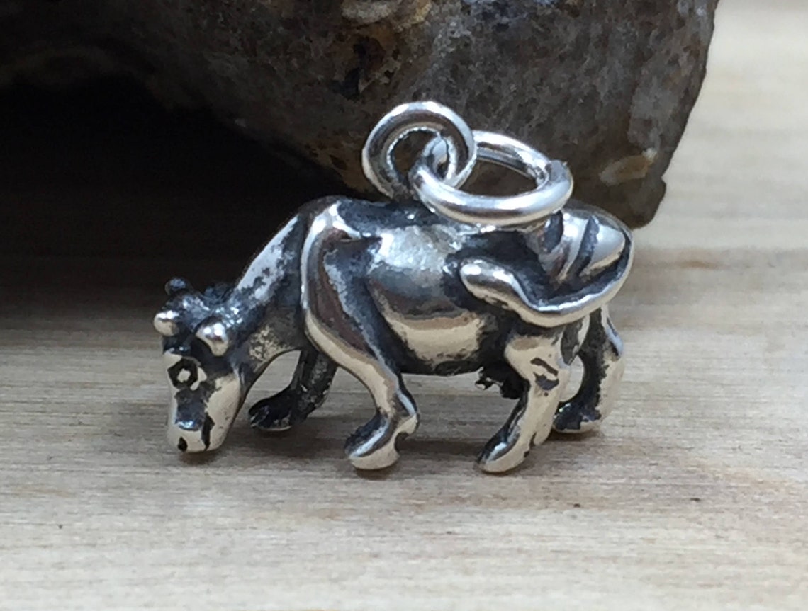 Cow Charm, Cow Pendant, Sterling Silver Cow Charm, Farm Charm, Farm ...