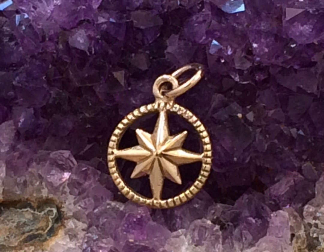 Compass Star Charm Compass Pendant Bronze Compass Charm - Etsy