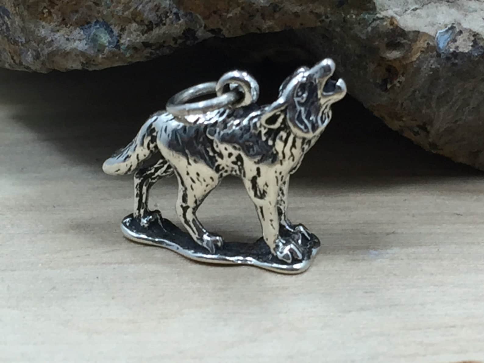 Wolf Charm Wolf Howling Charm Wolf Pendant Sterling Silver - Etsy