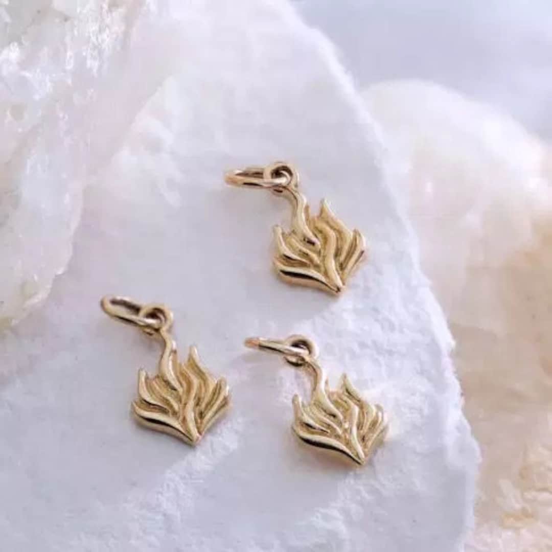 Bronze Mini Fire Flame Charm, Flames Charm, Fire Charm, Fire Flame ...