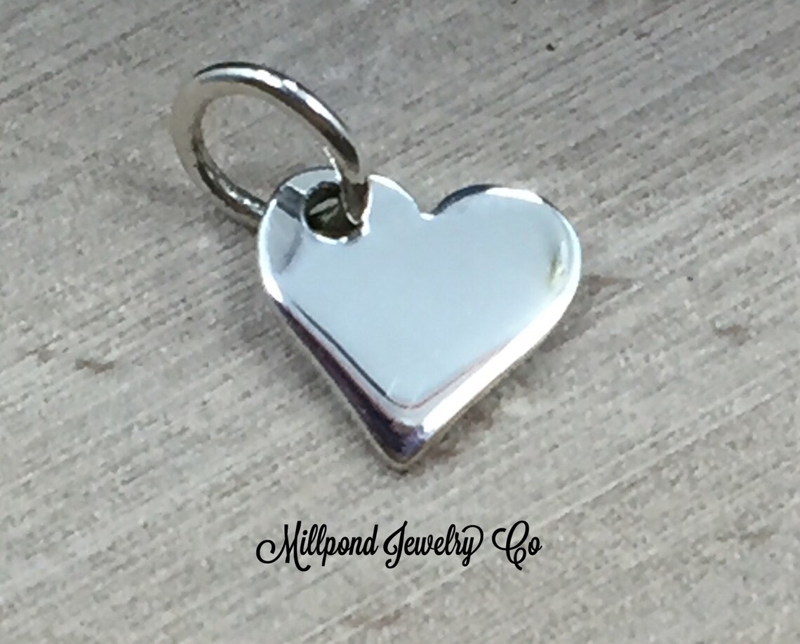 Small Heart Charm Heart Pendant Tiny Heart Charm Flat Heart - Etsy