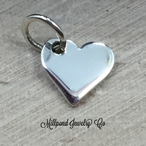 Small Heart Charm, Heart Pendant, Tiny Heart Charm, Flat Heart Charm ...