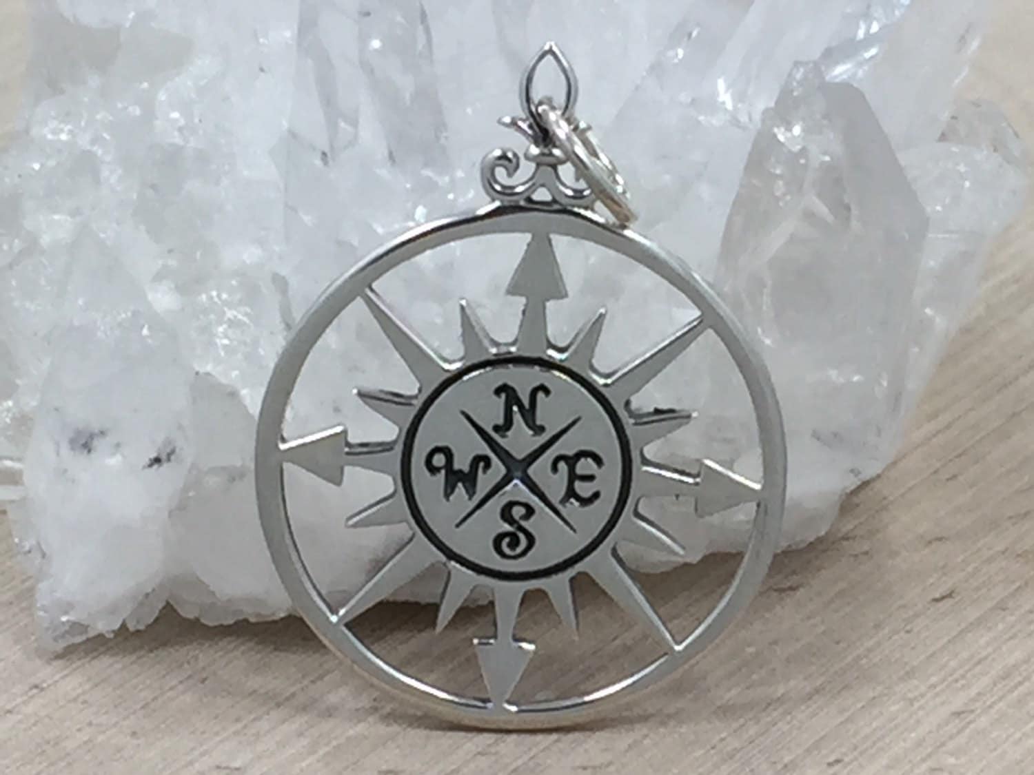 Compass Charm Compass Pendant Sterling Silver Charm | Etsy