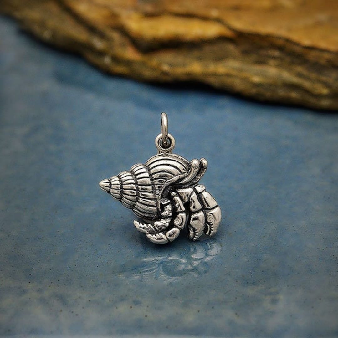 Sterling Silver Hermit Crab Charm, Crab Charm, Crab Pendant, Sterling ...