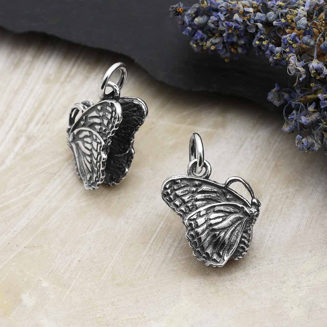 Sterling Silver 3D Butterfly Charm, Butterfly Charm, Butterfly Pendant ...
