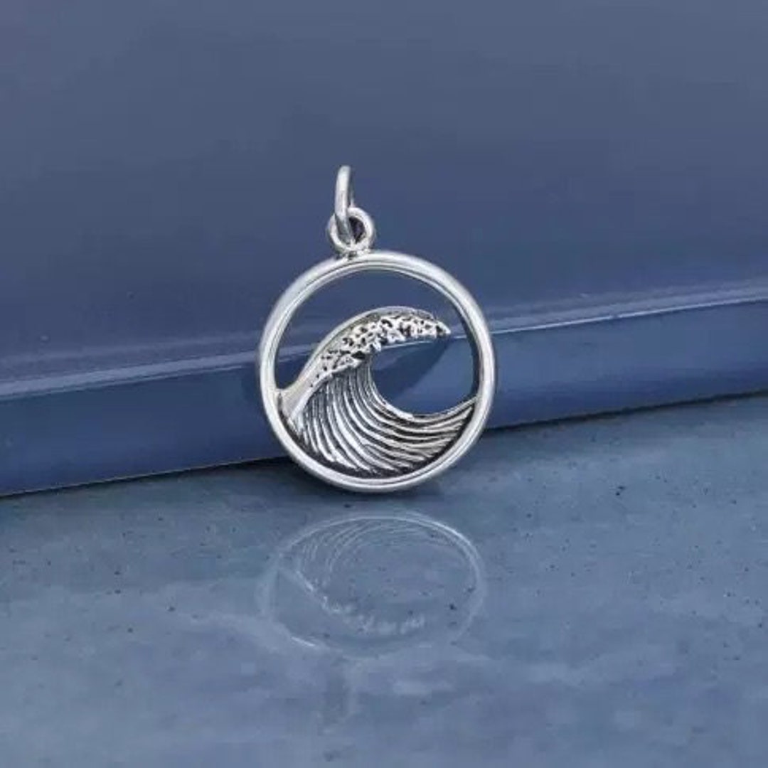 Sterling Silver Dimensional Ocean Wave Charm, Wave Charm, Waves Charm ...