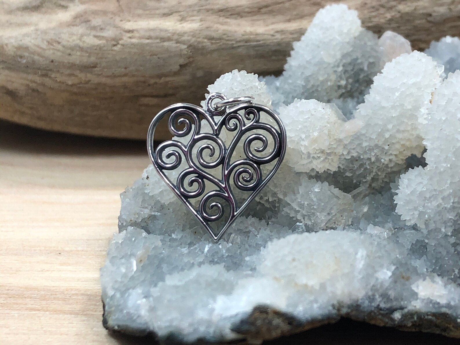 Sterling Silver Heart Charm With Scrollwork Heart With Swirl - Etsy