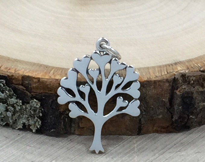 Tree With Hearts Charm, Tree of Love Pendant, Tree of Life Charm ...