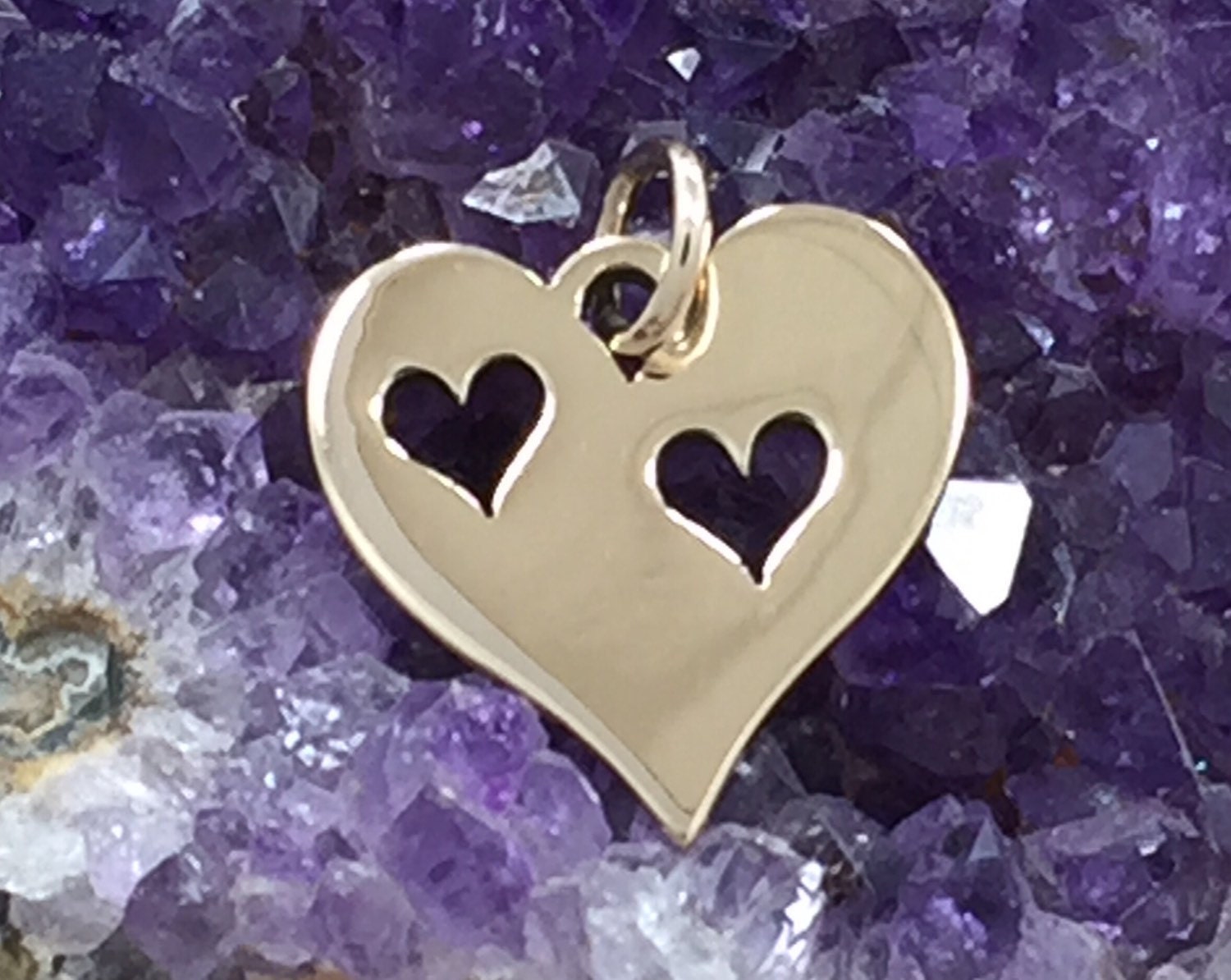 Heart Charm Heart Pendant Two Cut Out Heart Charm Bronze - Etsy