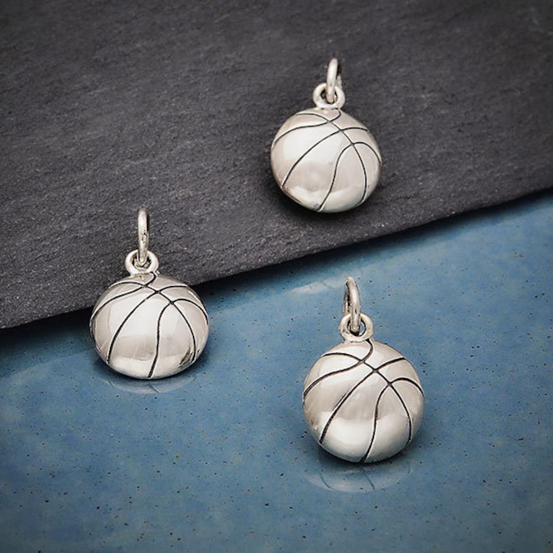 Sterling Silver Basketball Charm, Basketball Charm, Basketball Pendant ...