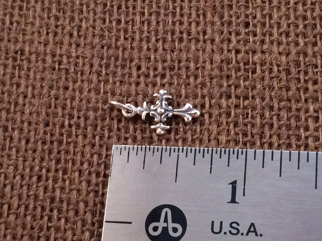 Cross Charm Sterling Silver Cross Charm Fancy Cross Charm - Etsy