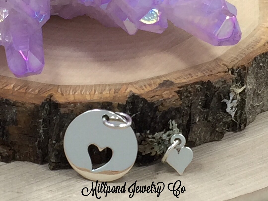Heart Charm, Heart Pendant, Cut Out Heart Charm, Sterling Silver Heart ...