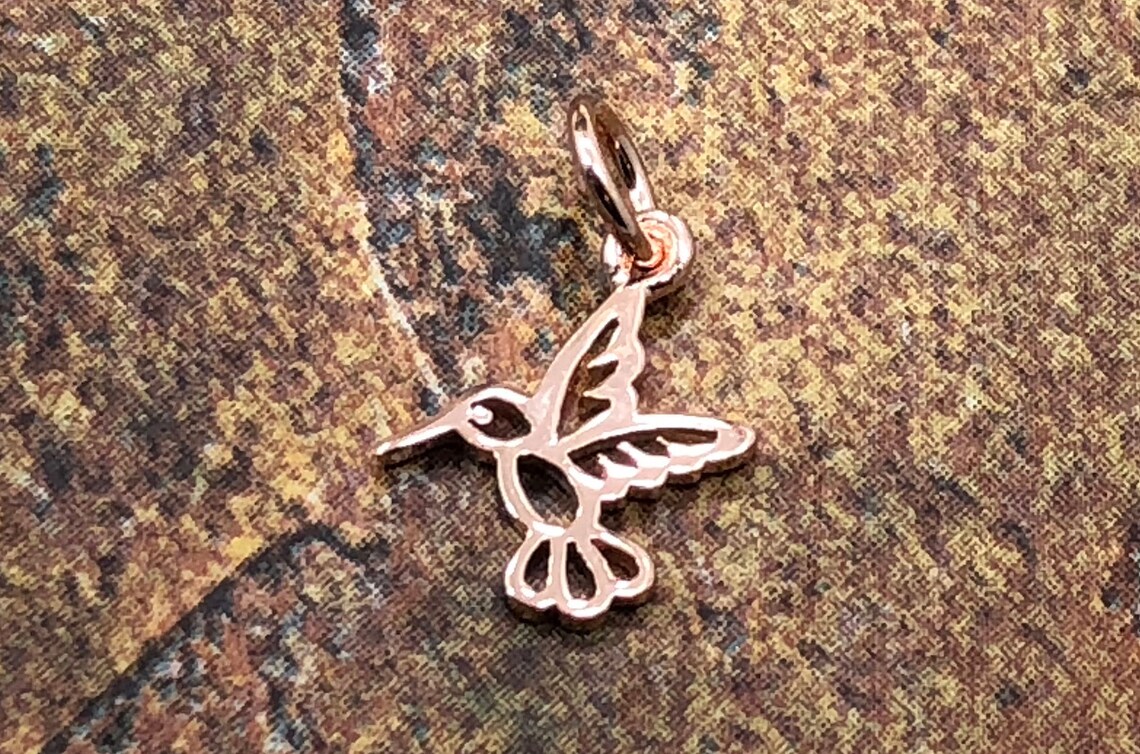 Hummingbird Charm Hummingbird Pendant 18K Rose Gold Plated - Etsy