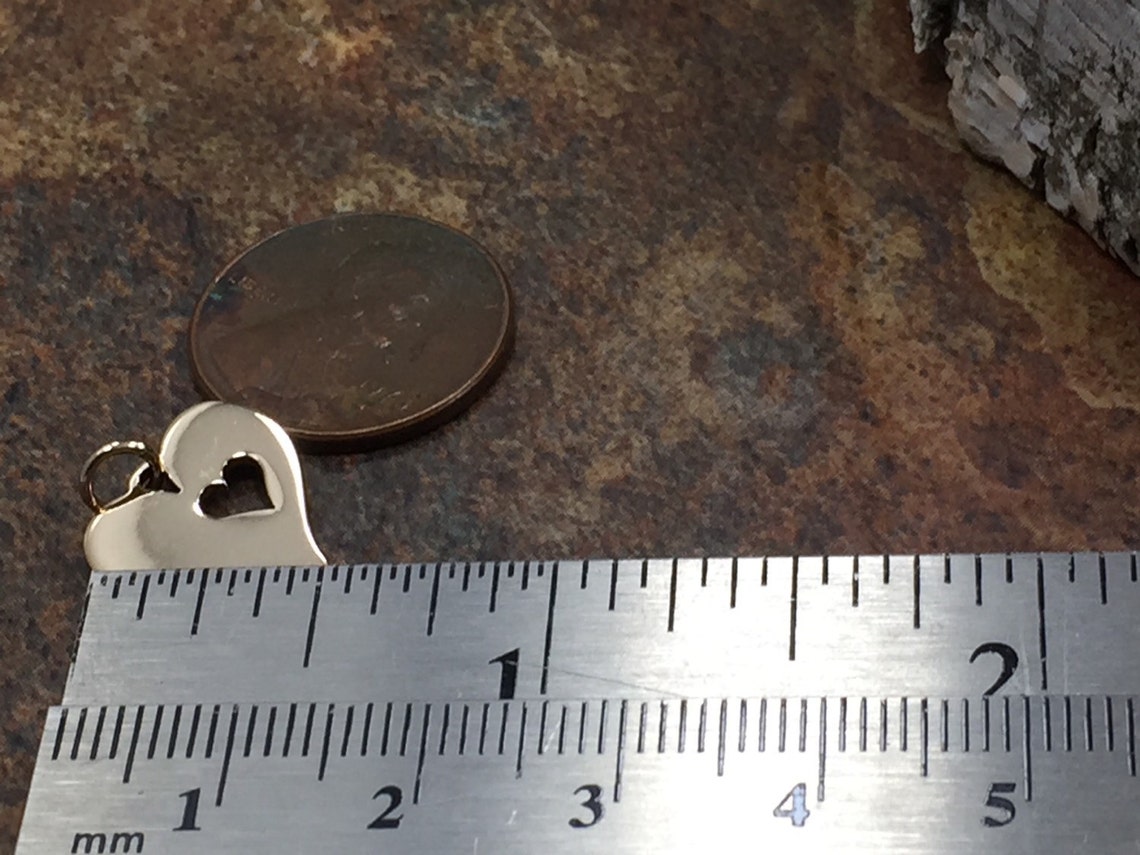 Heart Charm Heart Cut Out Charm Heart Charm Bronze Heart | Etsy