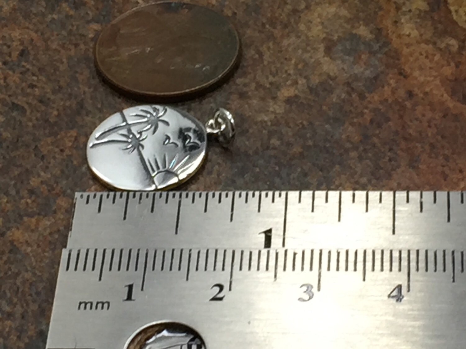 Sterling Silver Etched Sunset in Paradise Charm Beach Charm | Etsy