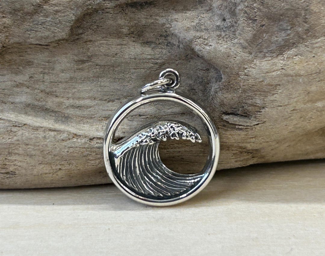 Sterling Silver Dimensional Ocean Wave Charm, Wave Charm, Waves Charm ...
