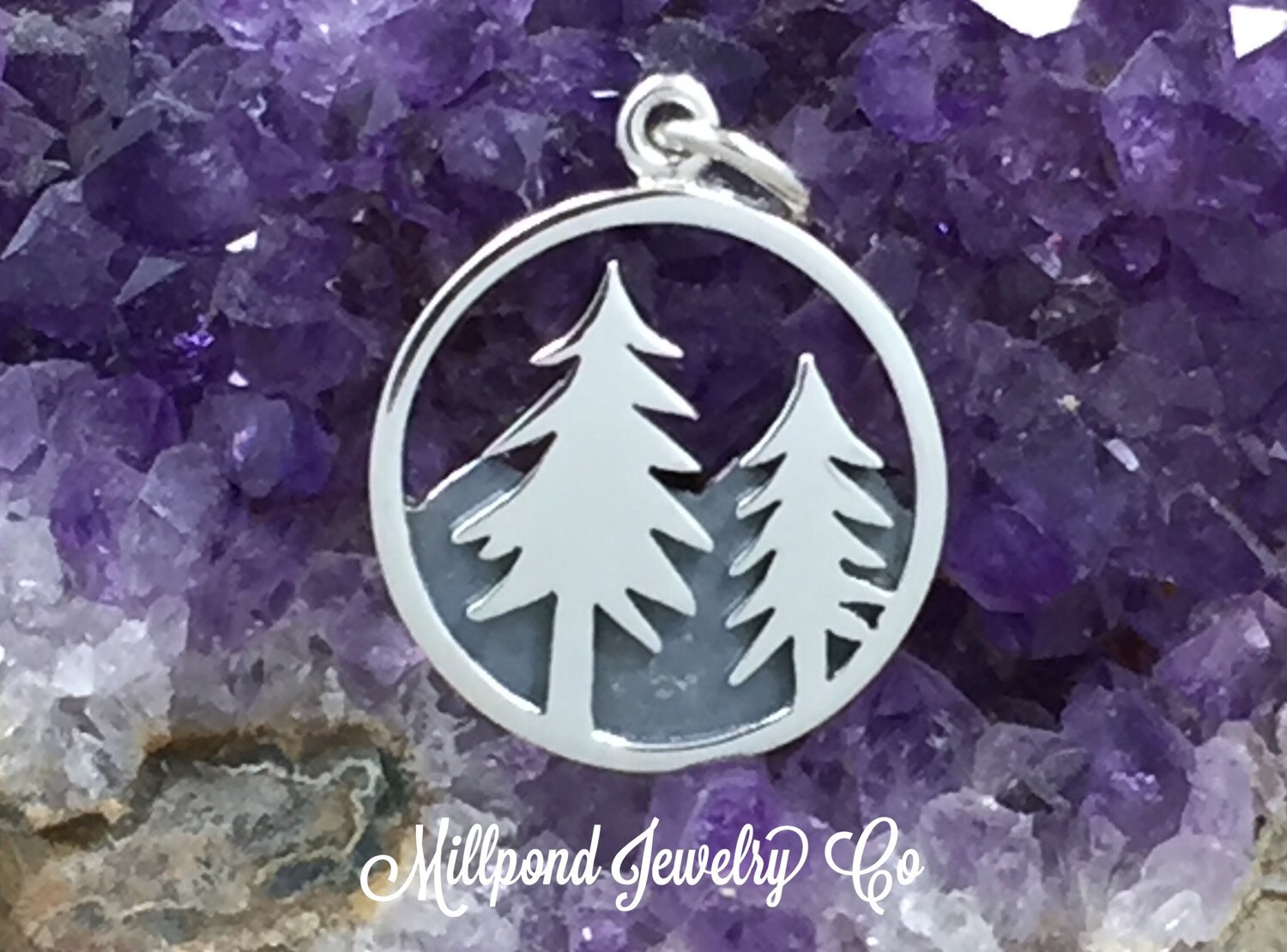 Pine Tree Charm Tree and Mountains Charm Mountains Charm | Etsy