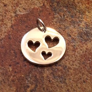 Heart Charm Heart Pendant Three Cut Out Heart Charm - Etsy