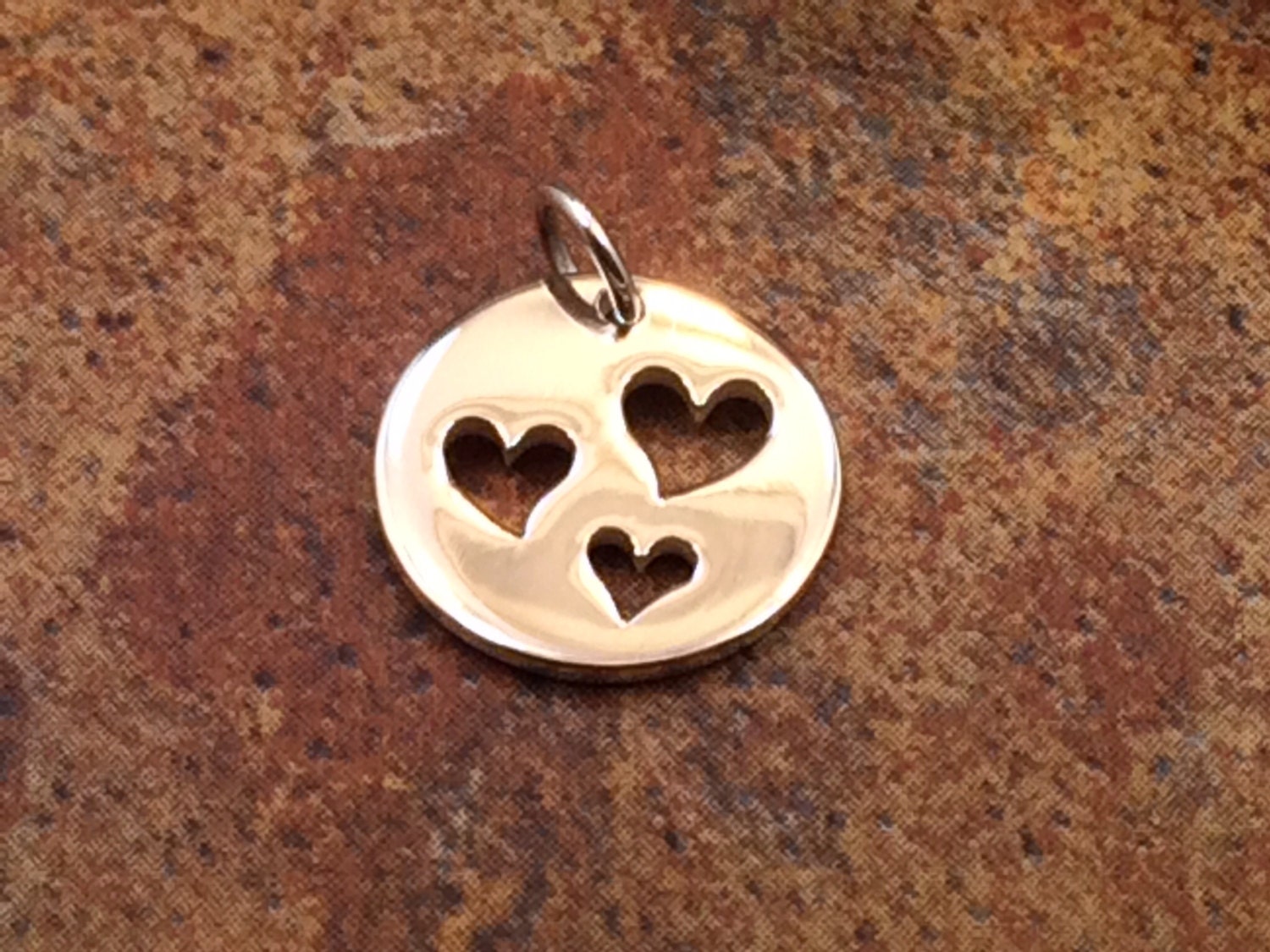 Heart Charm Heart Pendant Three Cut Out Heart Charm | Etsy