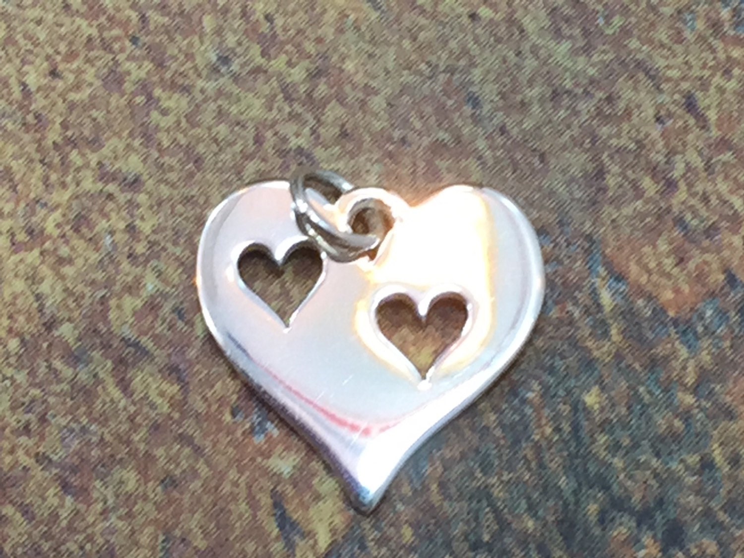Heart Charm Heart Pendant Two Cut Out Heart Charm Sterling - Etsy