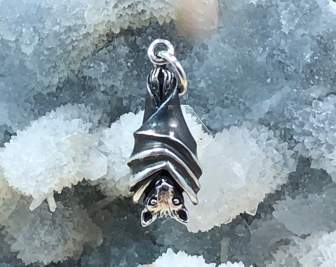 Sterling Silver Hanging Bat Charm Bat Charm Realistic Bat - Etsy