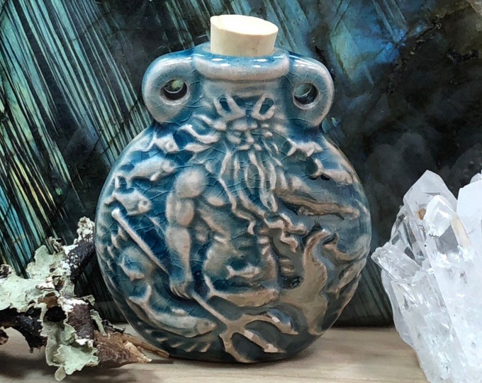 Poseidon Bottle, Raku Poseidon Bottle, Poseidon Pendant, Neptune ...