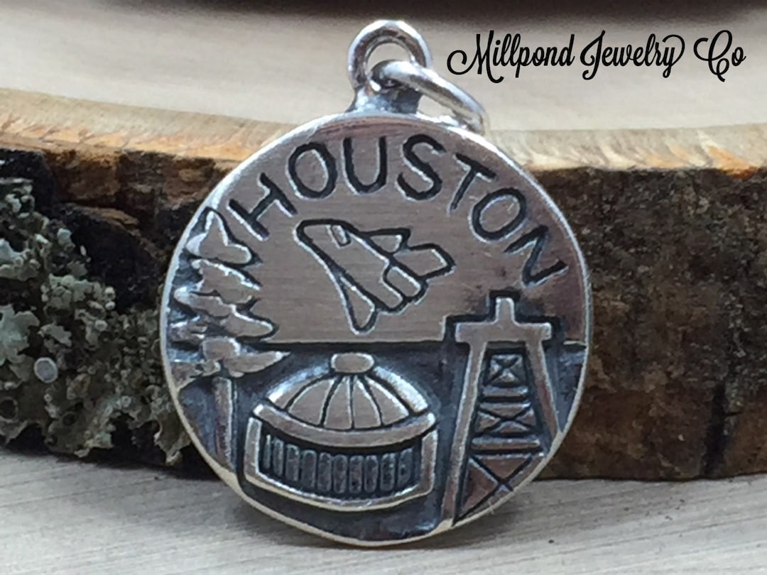 Houston Charm, Texas Charm, Houston Pendant, Sterling Silver Houston ...