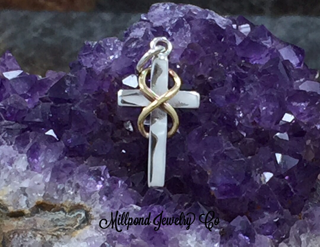 Cross Charm, Cross With Infinity Symbol, Sterling Silver Cross Charm ...