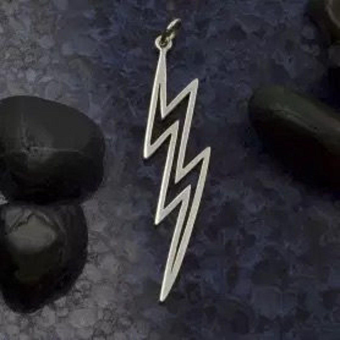 Lightening Bolt Charm, Lightening Charm, Weather Charm, Sterling Silver ...
