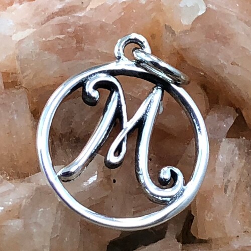 Script Letter M Initial Charm Sterling Silver Cursive Letter - Etsy
